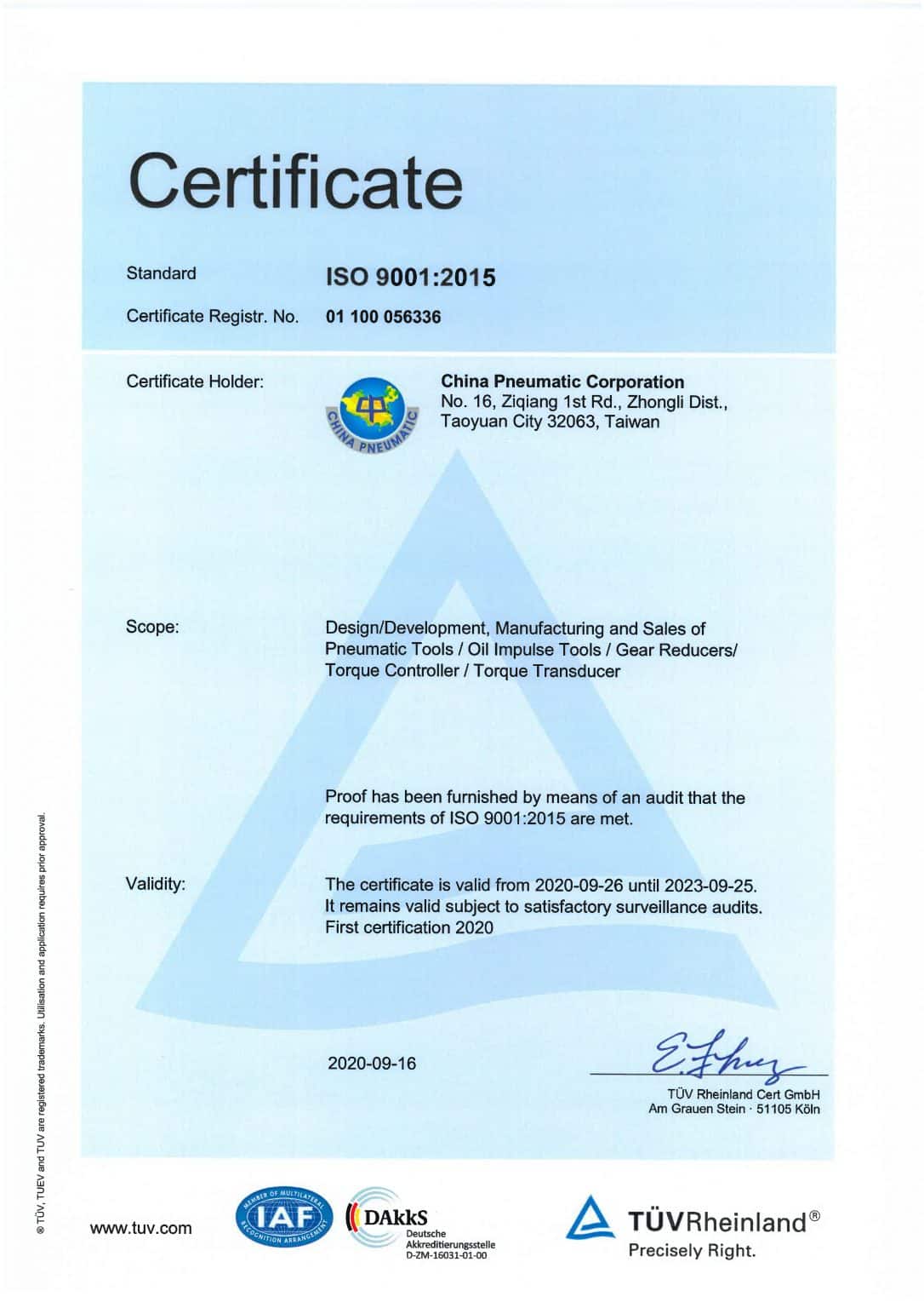 ISO 9001:2015 Certificate